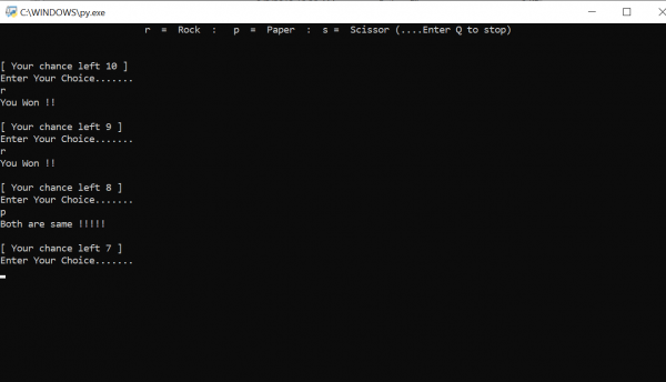 Rock Paper Scissor In Python With Source Code Codezips