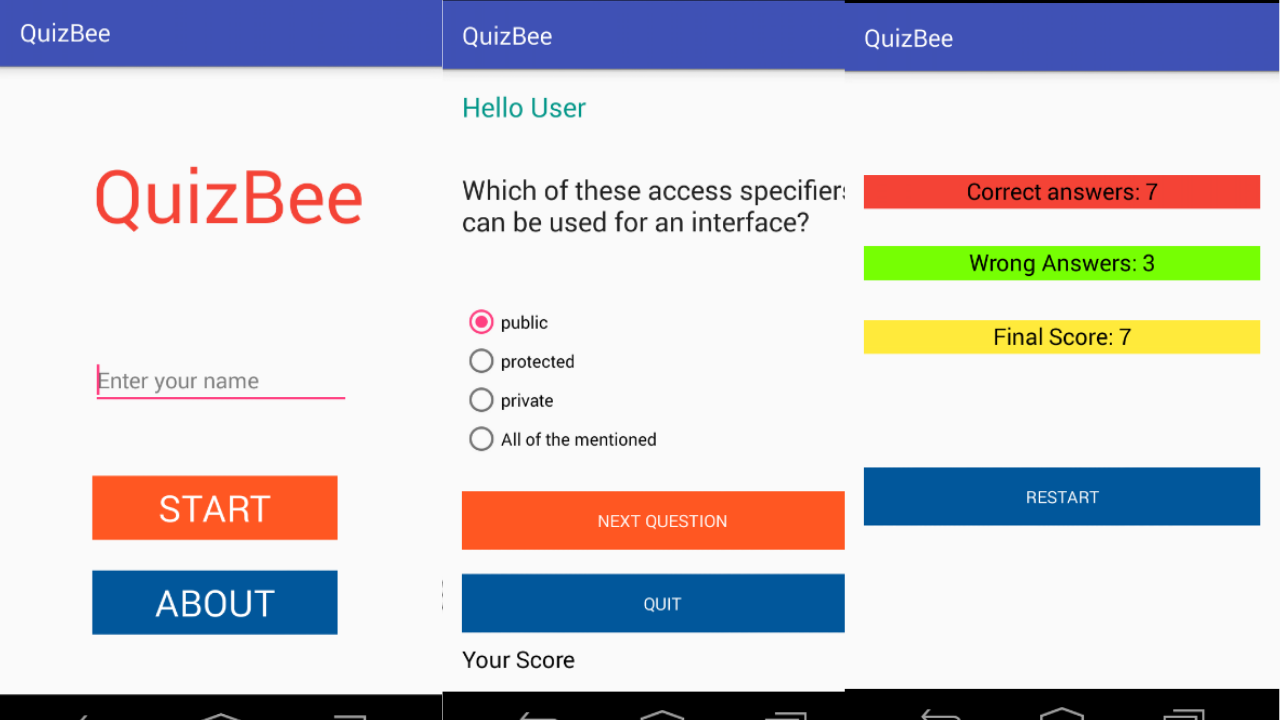 Simple Quiz Application In Android With Source Code Codezips